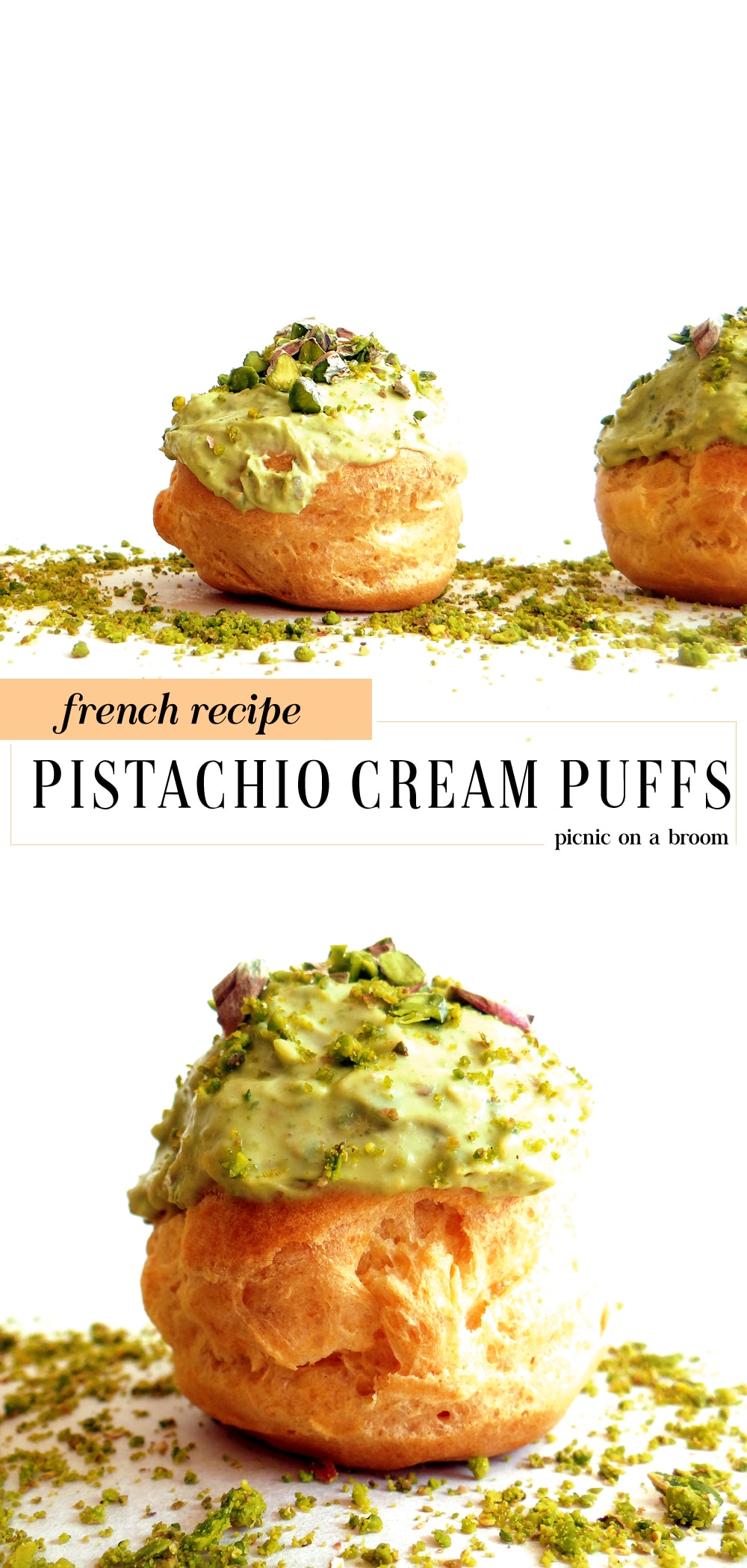 Pistachio cream puffs - Picnic on a Broom