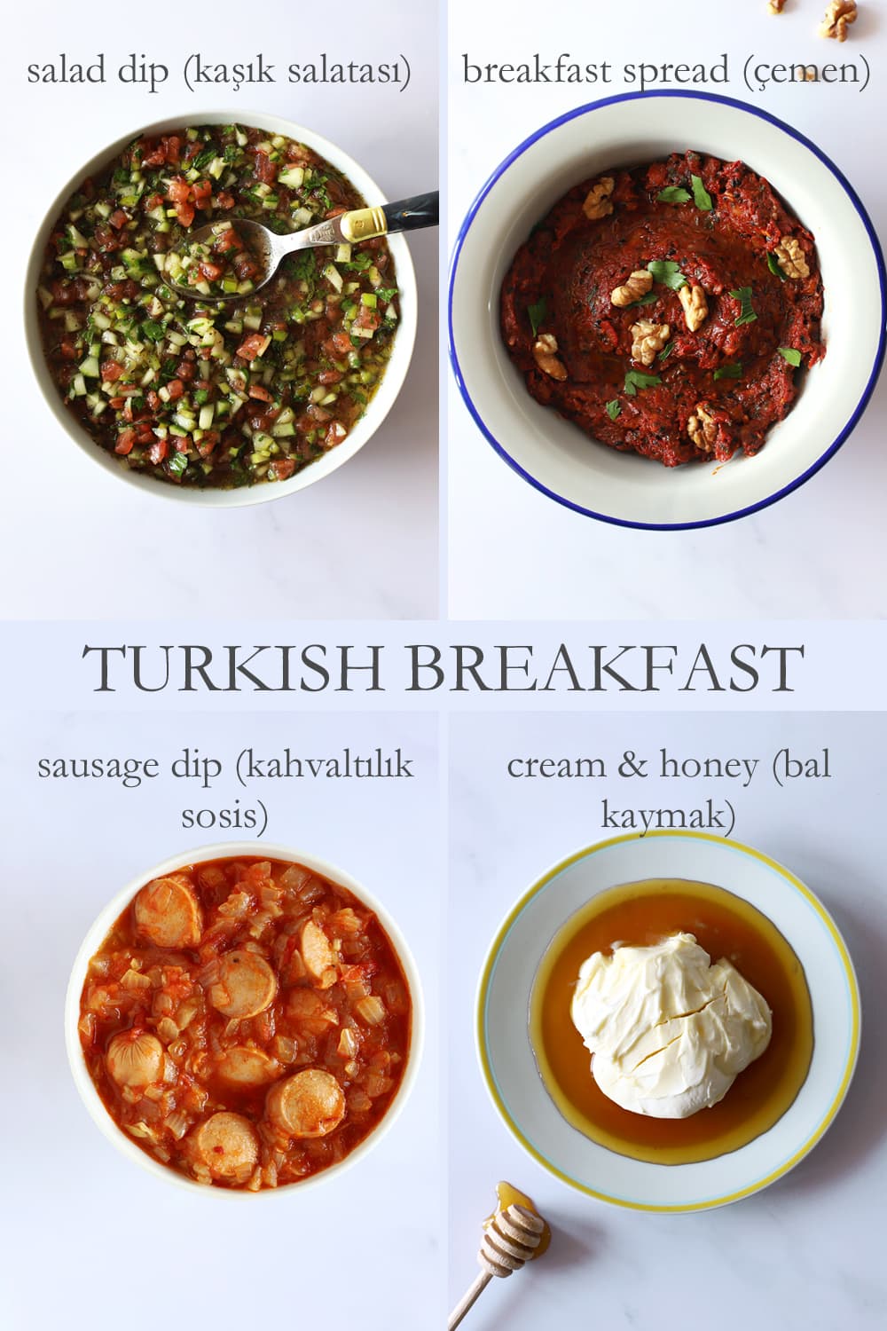 Turkish breakfast (traditional breakfast dips & spreads) - Picnic on a ...