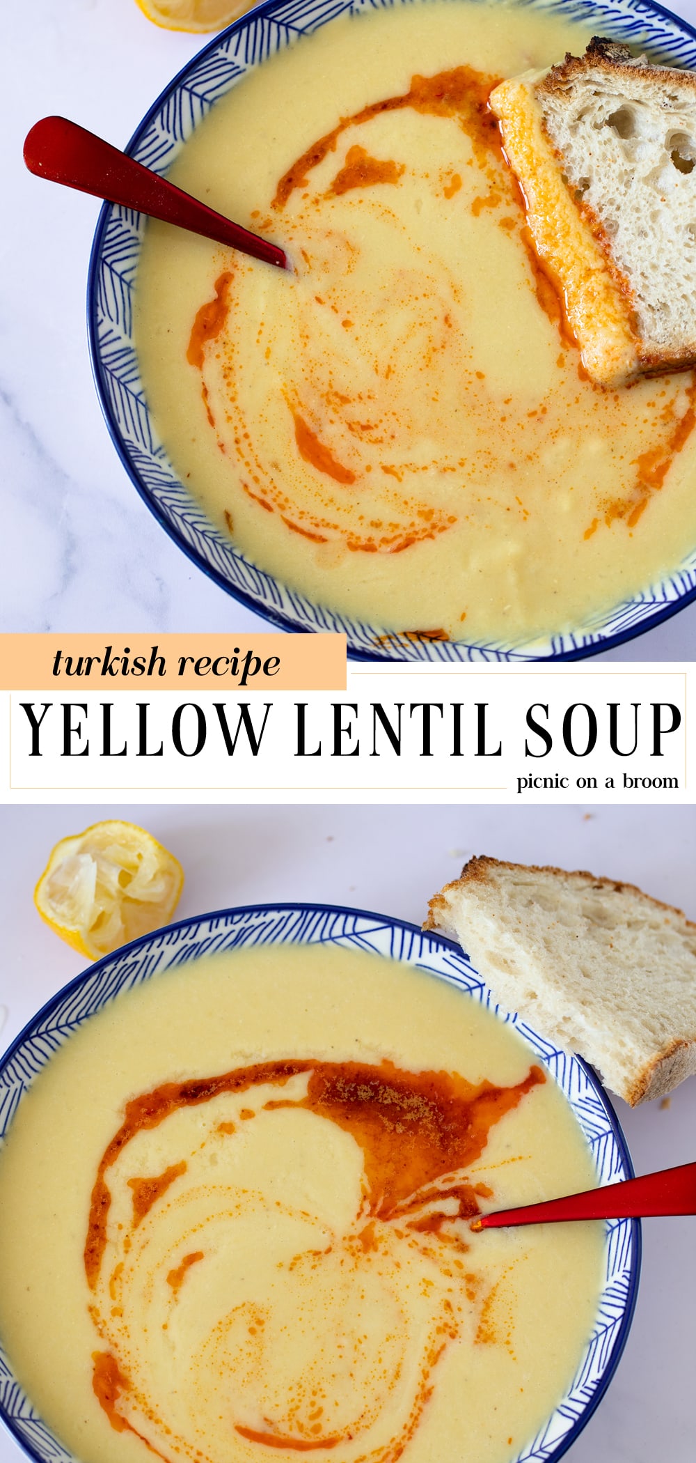 Turkish yellow lentil soup (quick & easy!) - Picnic on a Broom